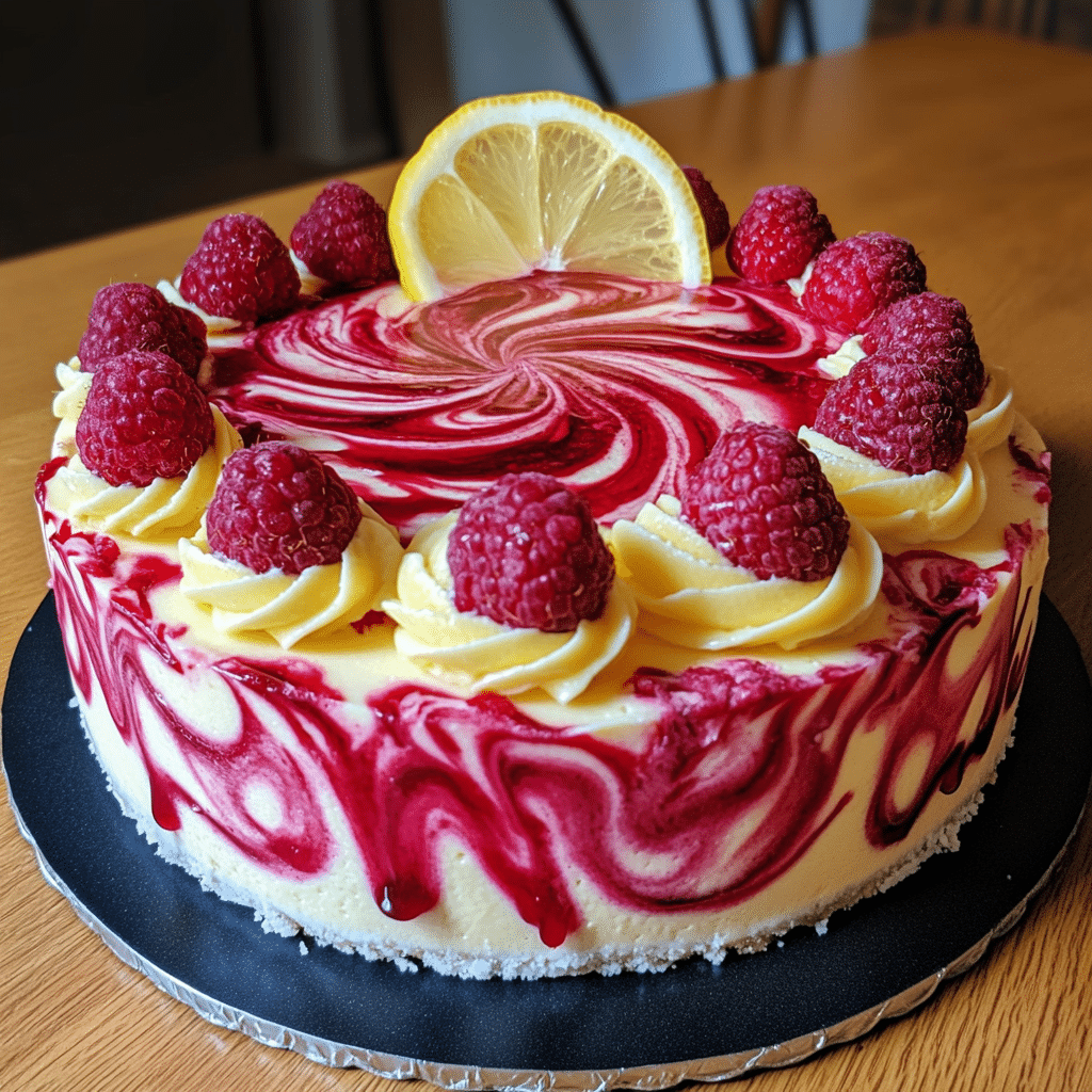Delicious Lemon Raspberry Swirl Cheesecake Recipe
