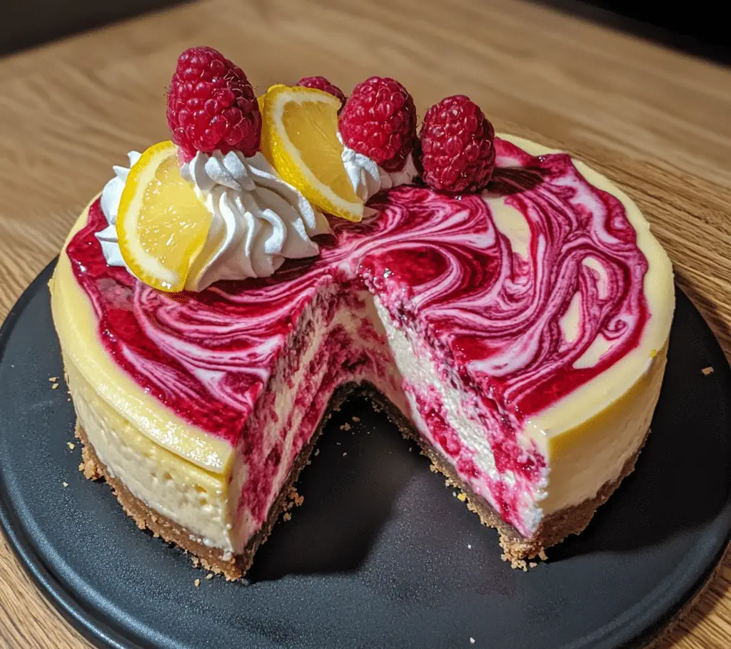 Delicious Lemon Raspberry Swirl Cheesecake Recipe