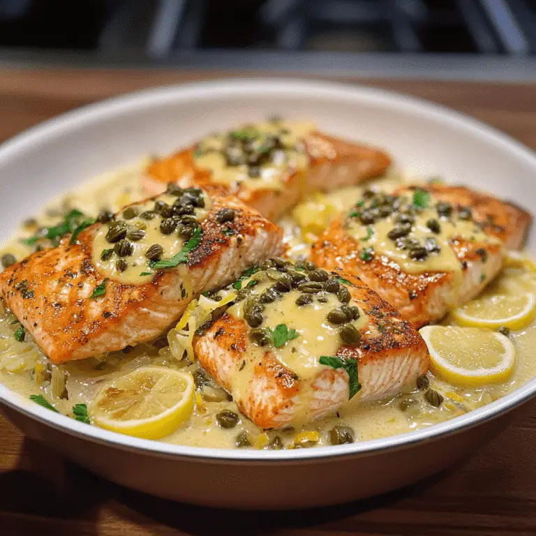 Easy One Pan Creamy Lemon Caper Butter Salmon