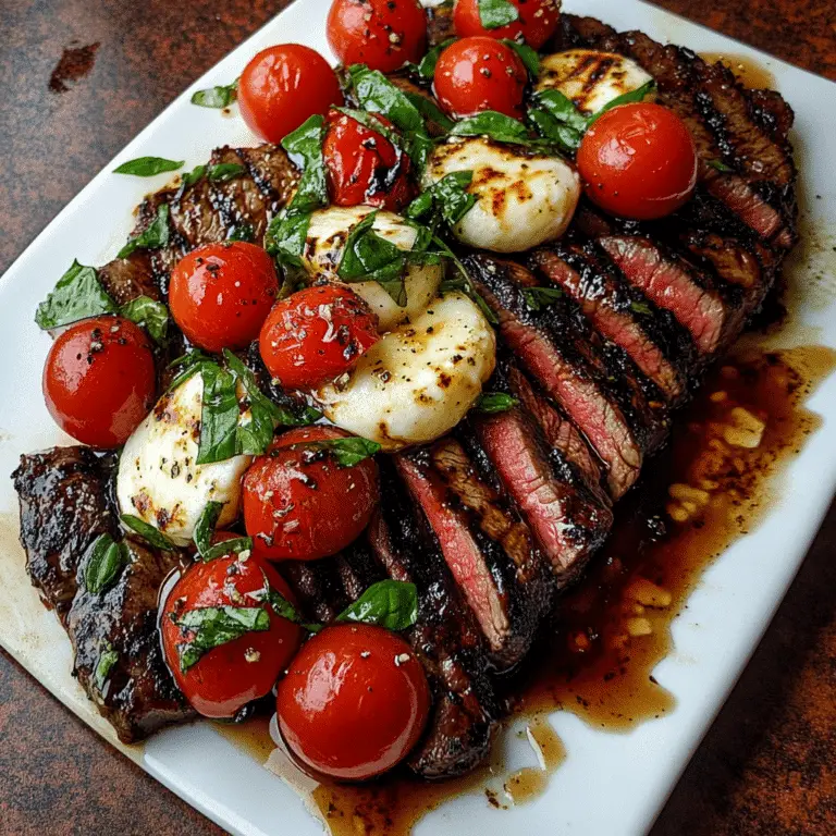 Balsamic Grilled Flank Steak Caprese - Crisp And Yum