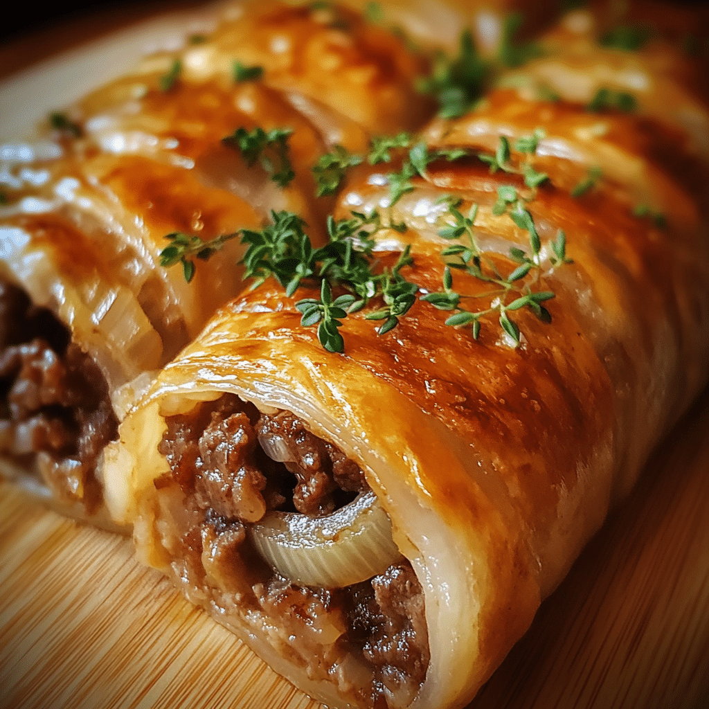 French Onion Beef Roll-Ups - Crisp And Yum