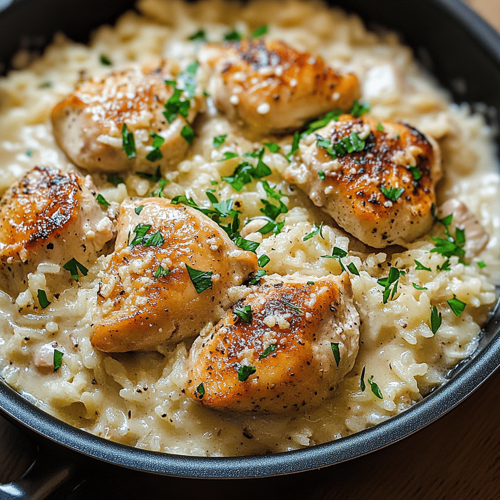 One-Pan Creamy Parmesan Chicken & Rice