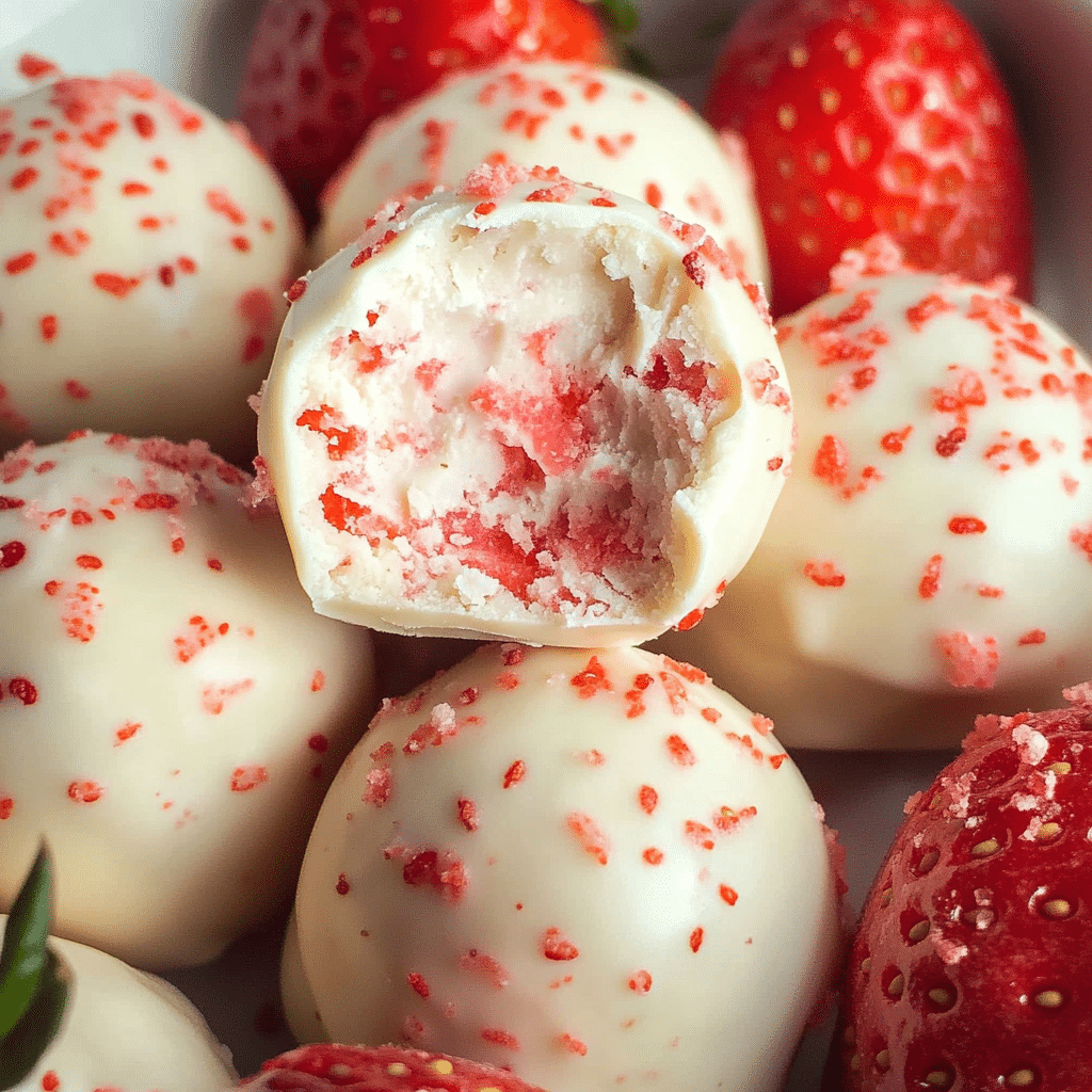White Chocolate Strawberry Truffles - Crisp And Yum