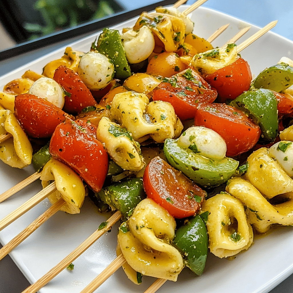 Cold Tortellini Salad Kabobs - Crisp And Yum